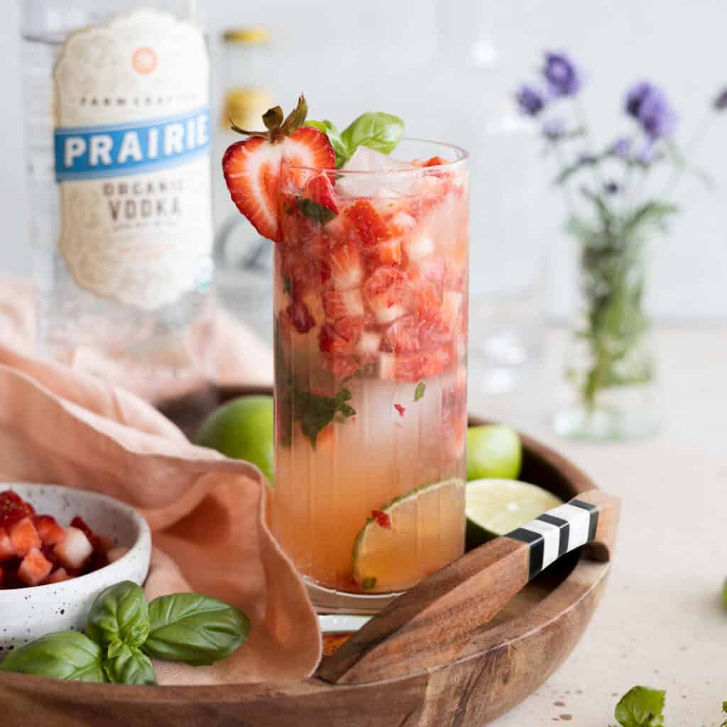 Strawberry Basil Vodka Cocktail - This Jess Cooks
